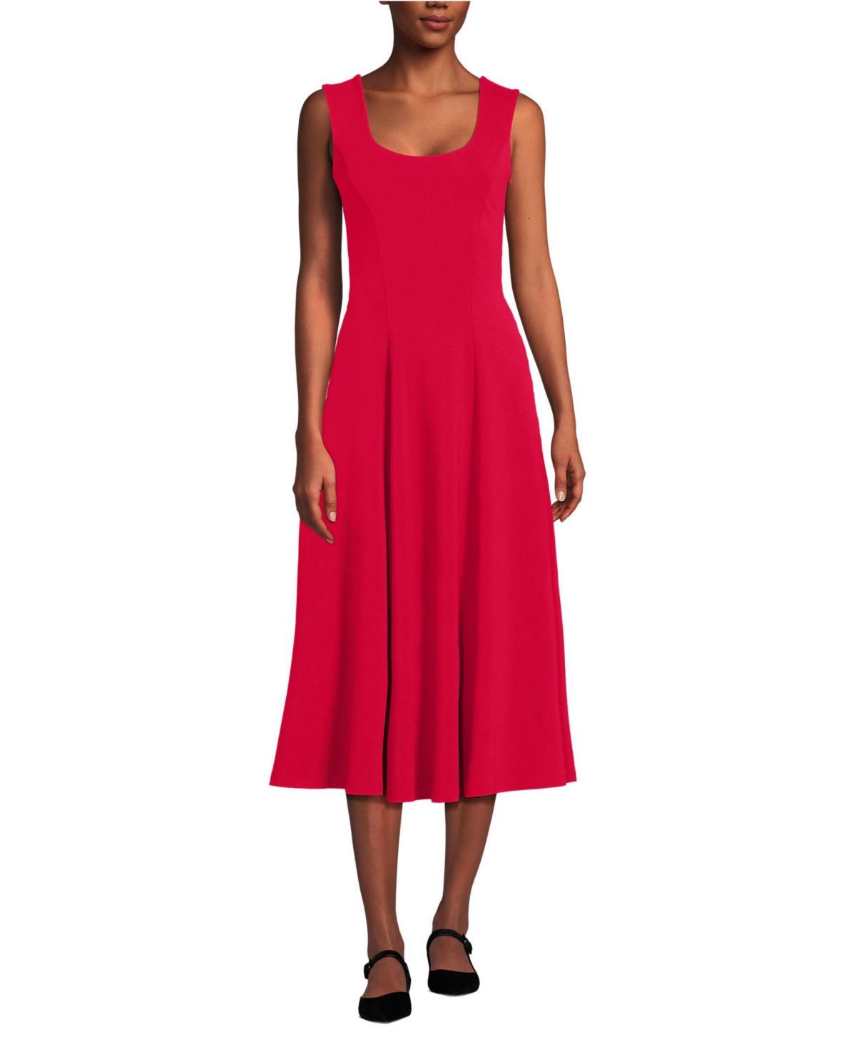 Click here for Lands End Womens Starfish Midi Fit and Flare Dress... prices