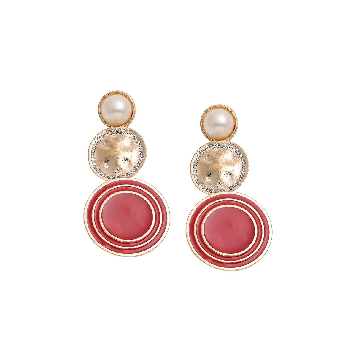 Click here for Sohi Womens Contemporary Drop Earrings - Red prices