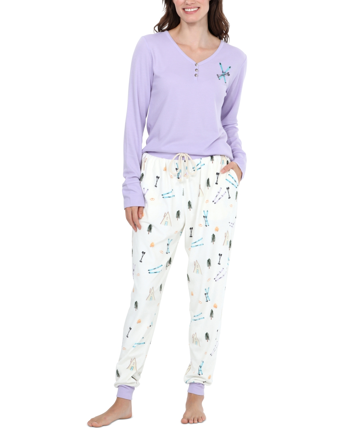Click here for Honeydew Womens Travel Day Henley Fleece Pajama Se... prices