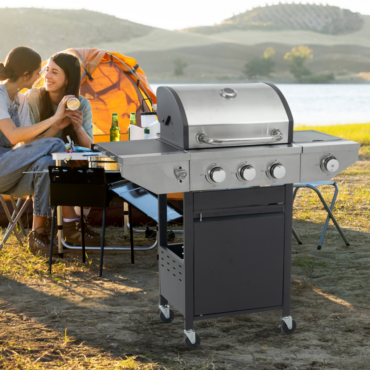 Click here for Streamdale 3-Burner Propane Gas Grill with Side Bu... prices