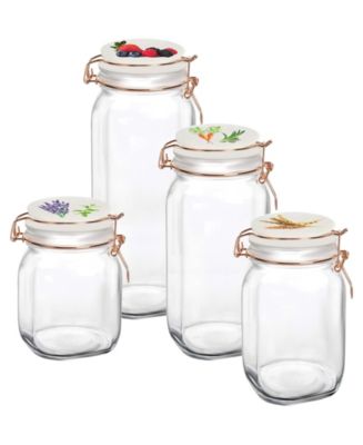 Circleware Vegetables Decal Glass Canisters with Ceramic Lid, Set of 4 ...