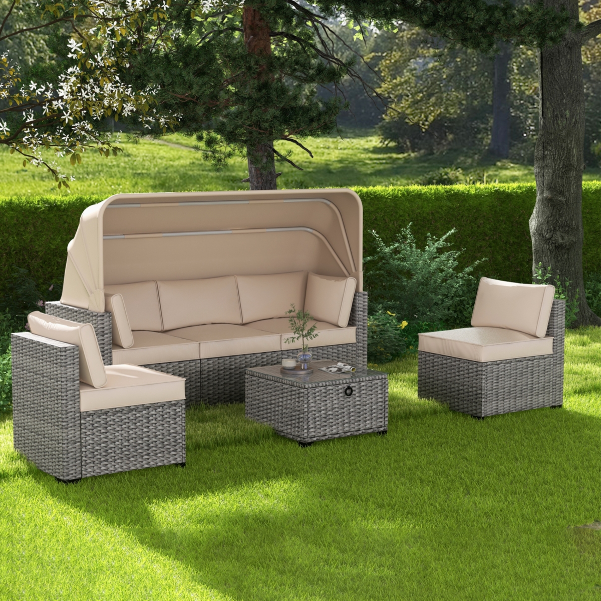 Click here for Streamdale Patio Daybed Set with Retractable Canop... prices