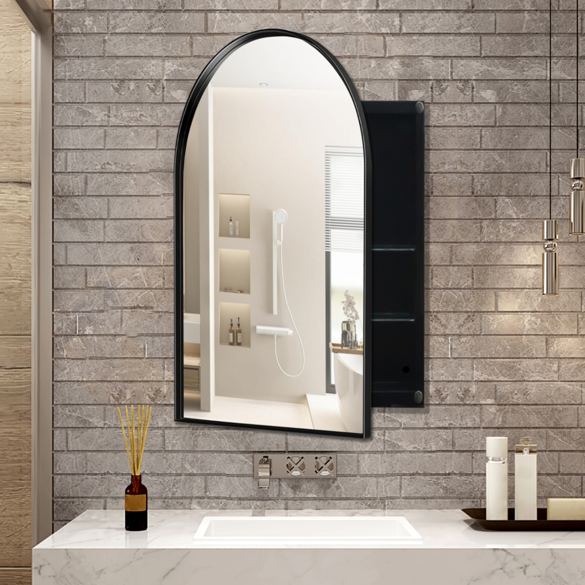 Click here for Streamdale Arched Recessed Medicine Cabinet with M... prices