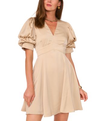 1.STATE Women's Tiered Bubble-Sleeve V-Neck Mini Dress - Macy's