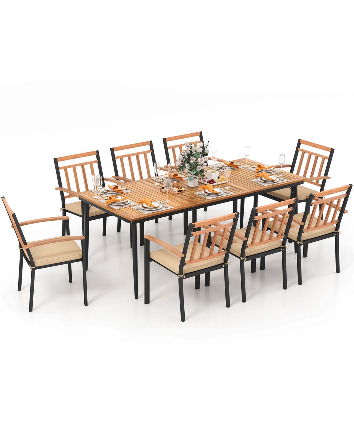 Click here for 9 Pcs Patio Dining Set 79" Rectangle Dining T... prices