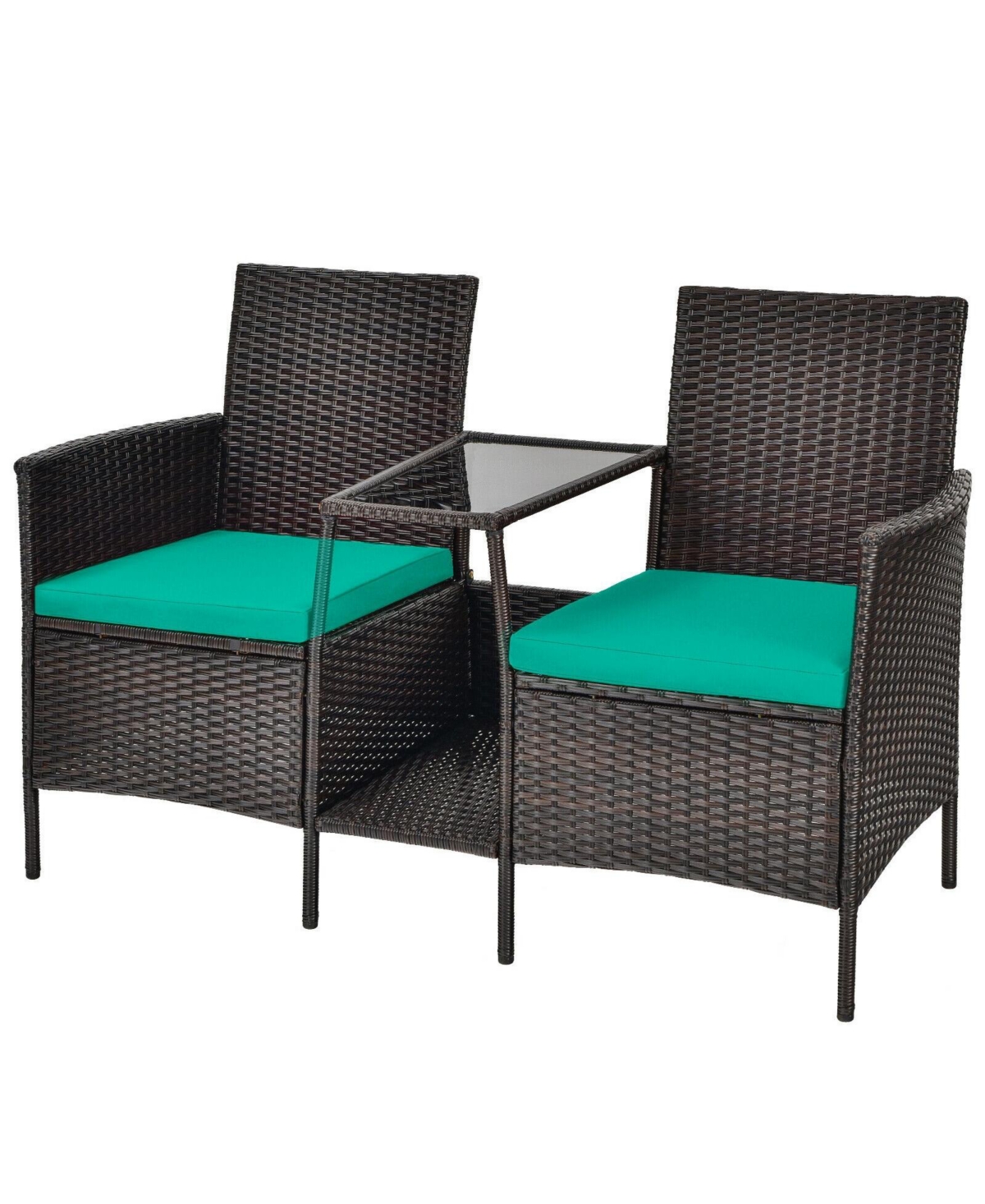 Click here for Sugift Rattan Patio Conversation Set Cushioned wit... prices