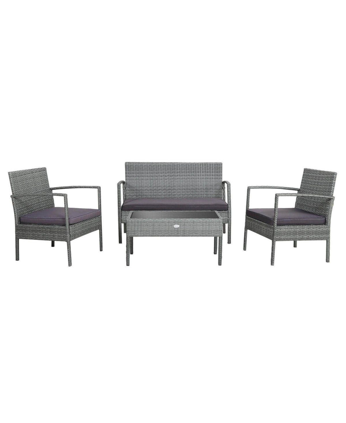 Click here for Sugift 4 Pieces Outdoor Rattan Conversation Set wi... prices