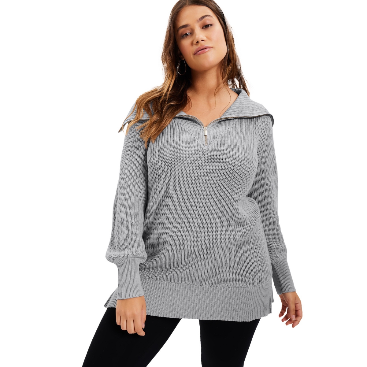 Click here for June + Vie Womens Plus Size Half-Zip Sweater - Med... prices