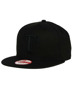 New Era Texas Rangers Black On Black 9fifty Snapback Cap In Black/black ...