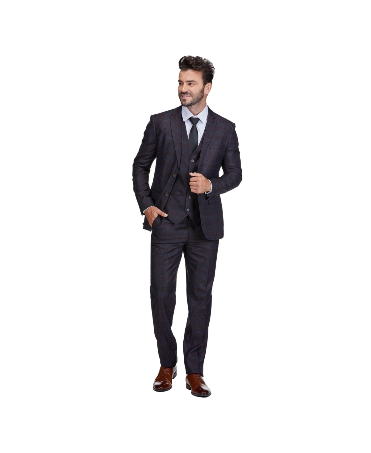 Click here for Gino Vitale Mens 3 Piece Slim Fit Tailored Check S... prices