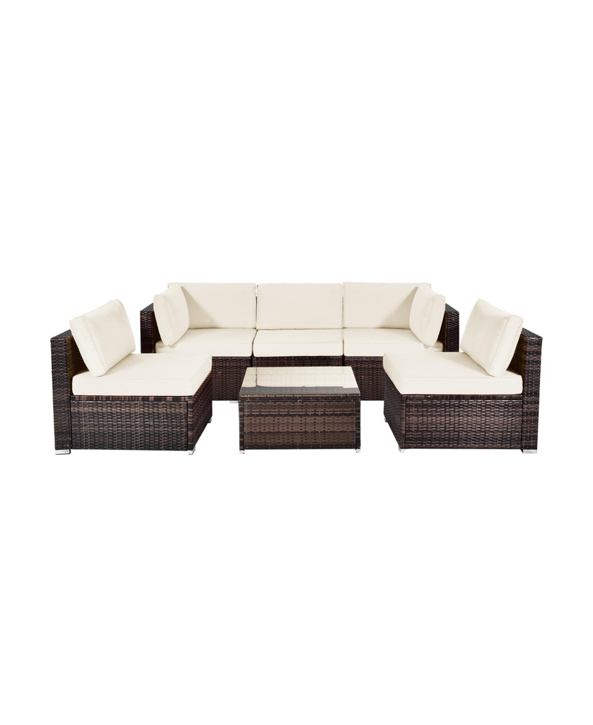 Click here for Sugift 6 Pieces Patio Rattan Furniture Set with Cu... prices
