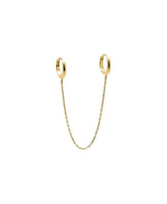 Solid Double Chain Huggie Earring 14K - Macy's