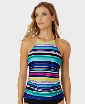Anne Cole Women's Striped Strappy-Back Tankini Top - Macy's