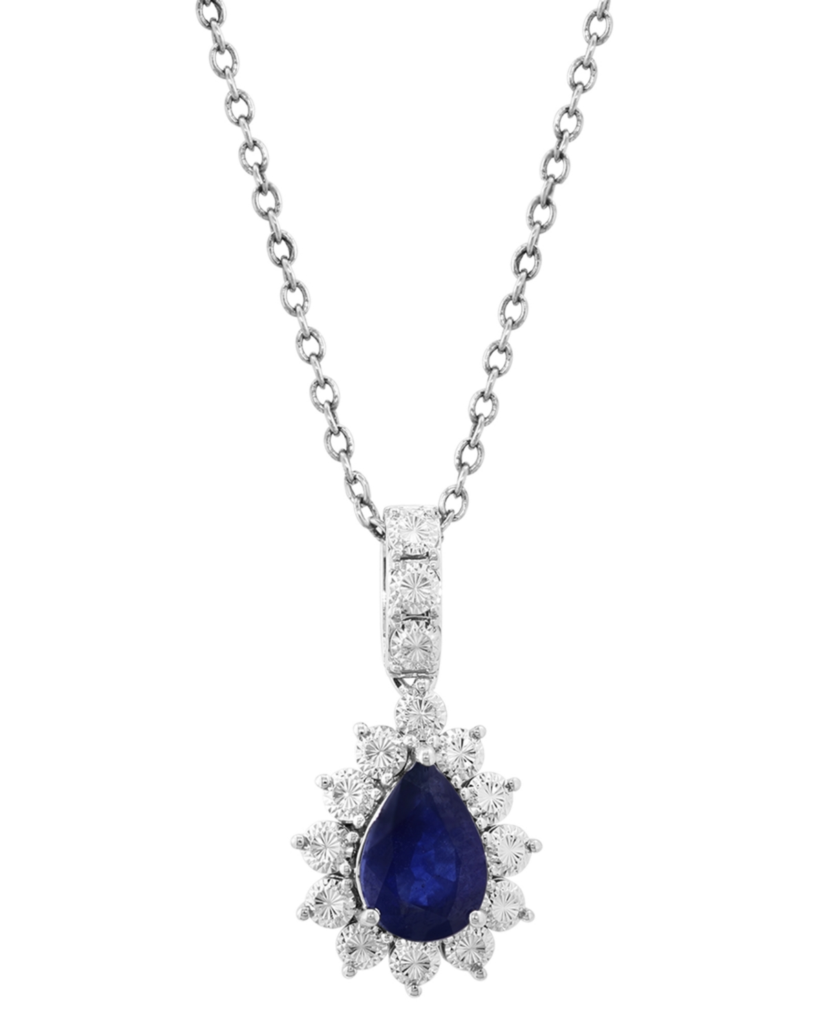 Click here for Effy Sapphire Halo Pendant Necklace (5/8 ct. t.w.)... prices