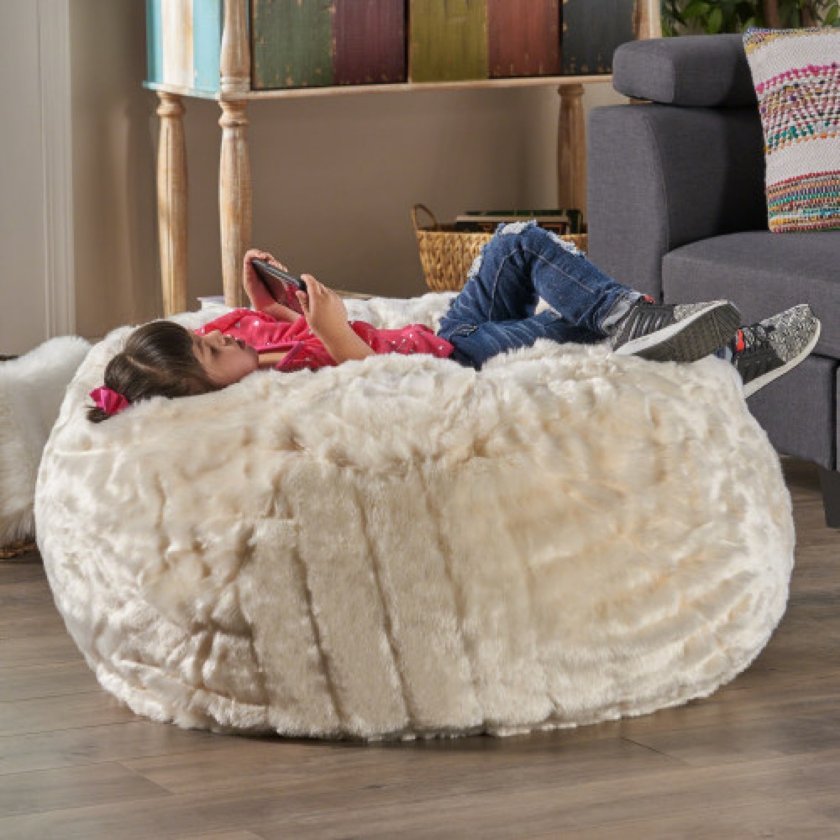 Click here for Streamdale Amori Modern 3 Foot Faux Fur Bean Bag W... prices