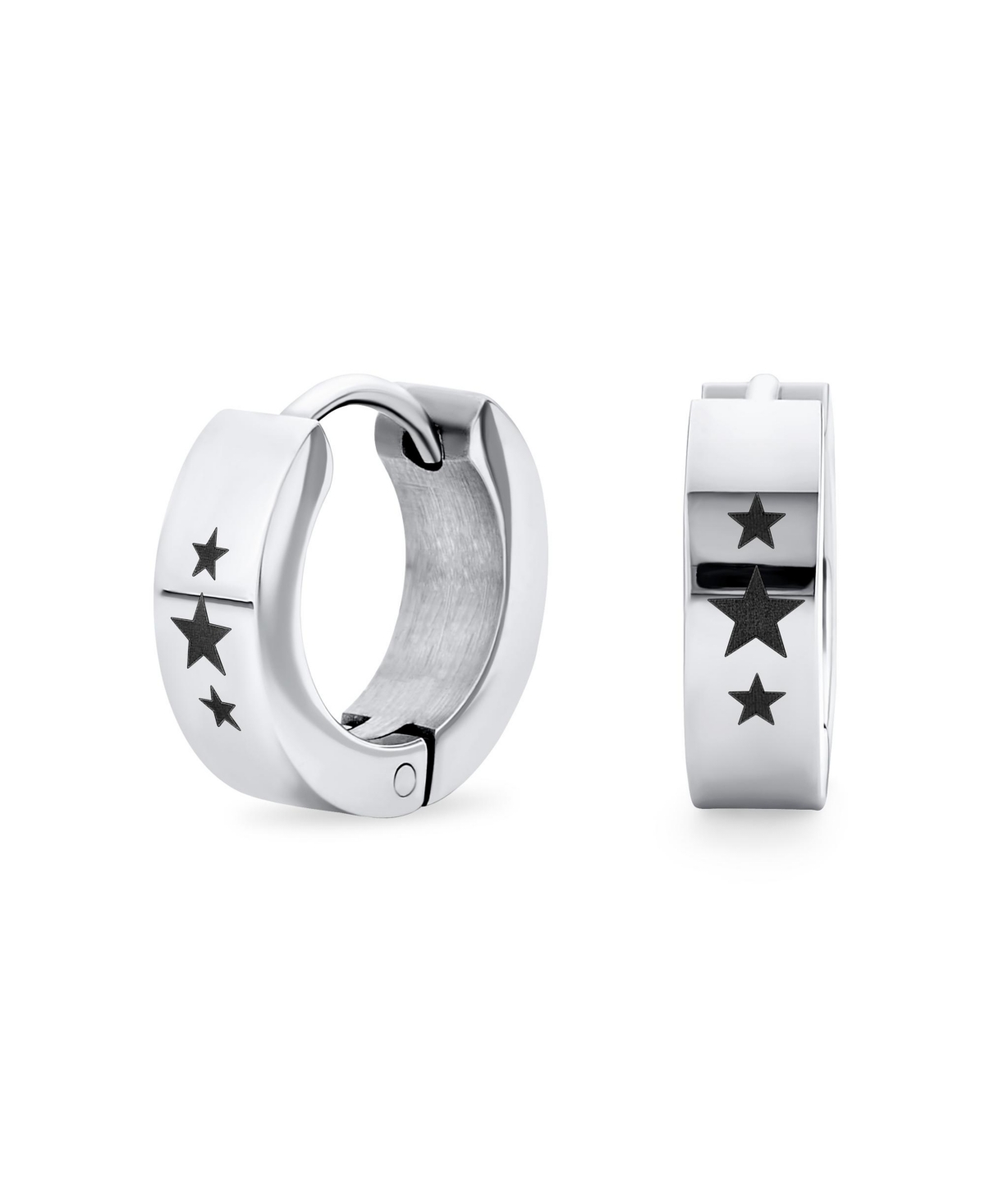 Click here for Bling Jewelry Usa Stars Hoop Earrings Laser Etched... prices