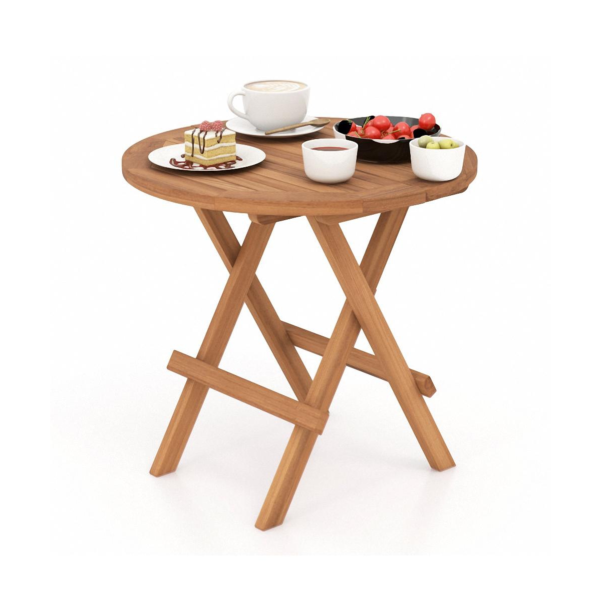 Click here for Sugift Round Patio Folding Coffee Table Teak Wood... prices