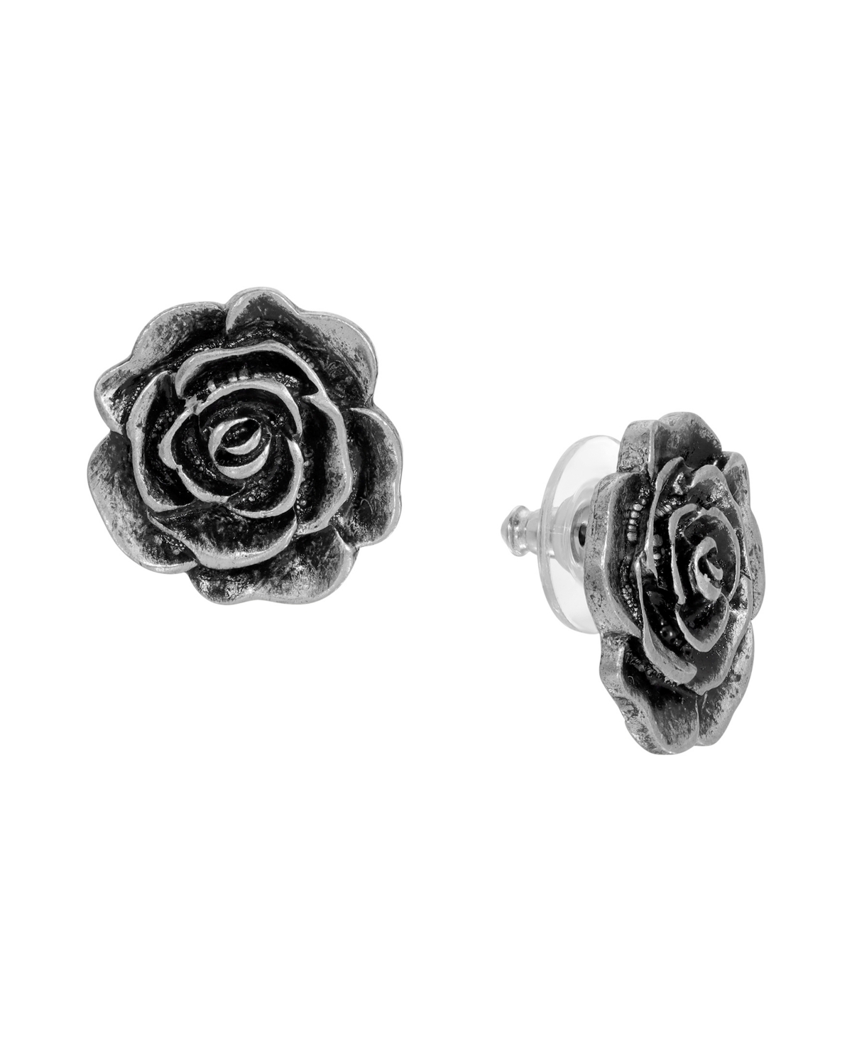 Click here for 2028 Silver-Tone Flower Button Earrings - Gray prices