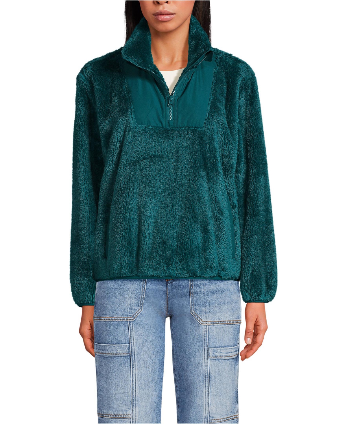 Click here for Lands End Womens Half Zip Cozy High Pile Fleece Pu... prices
