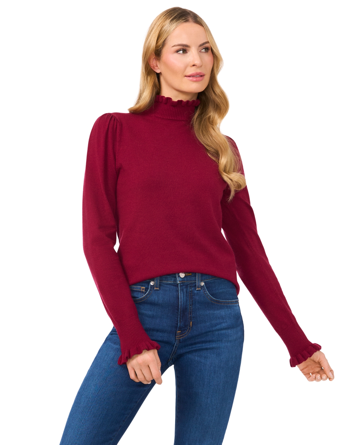 Click here for CeCe Womens Mock Neck Long Sleeve Sweater - Deep M... prices