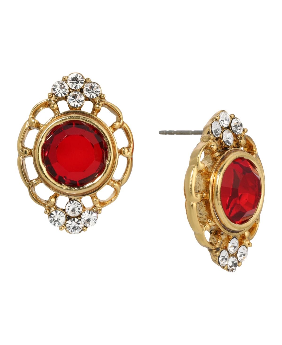 Click here for 2028 Crystal Filigree Button Earrings - Red prices