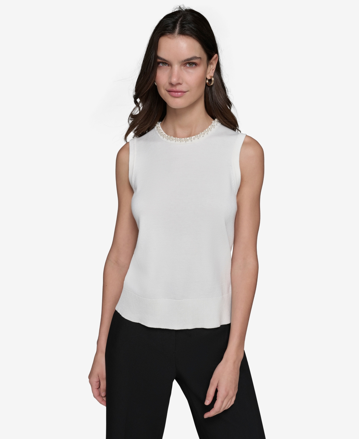 Click here for Karl Lagerfeld Paris Womens Embellished-Neck Sleev... prices