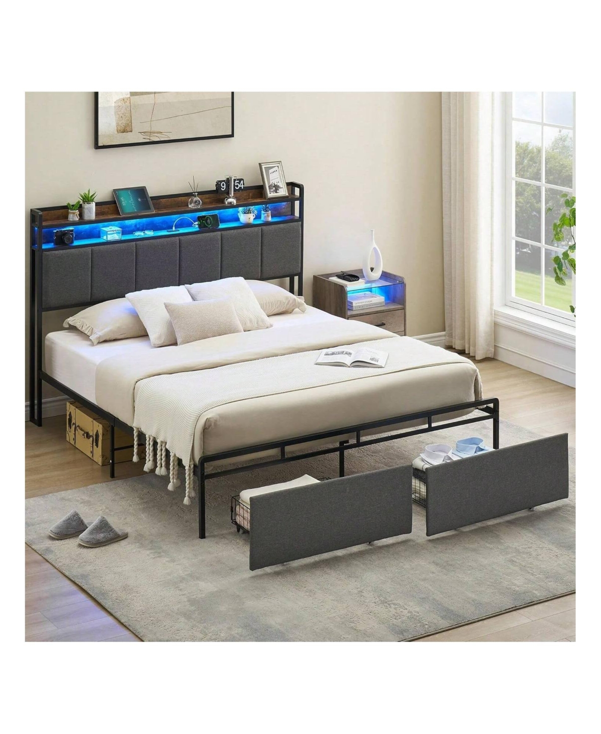Click here for gaomon Bed Frame With 2-Tier Storage Headboard  Up... prices