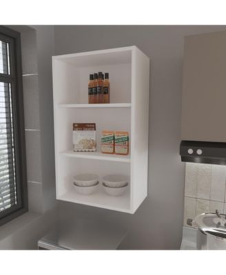 FM FURNITURE Guadalupe Wall Cabinet in Melamine with Open Storage ...