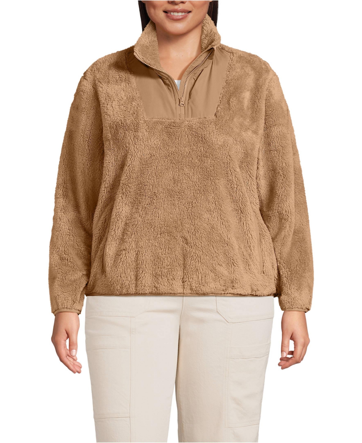 Click here for Lands End Plus Size Half Zip Cozy High Pile Fleece... prices
