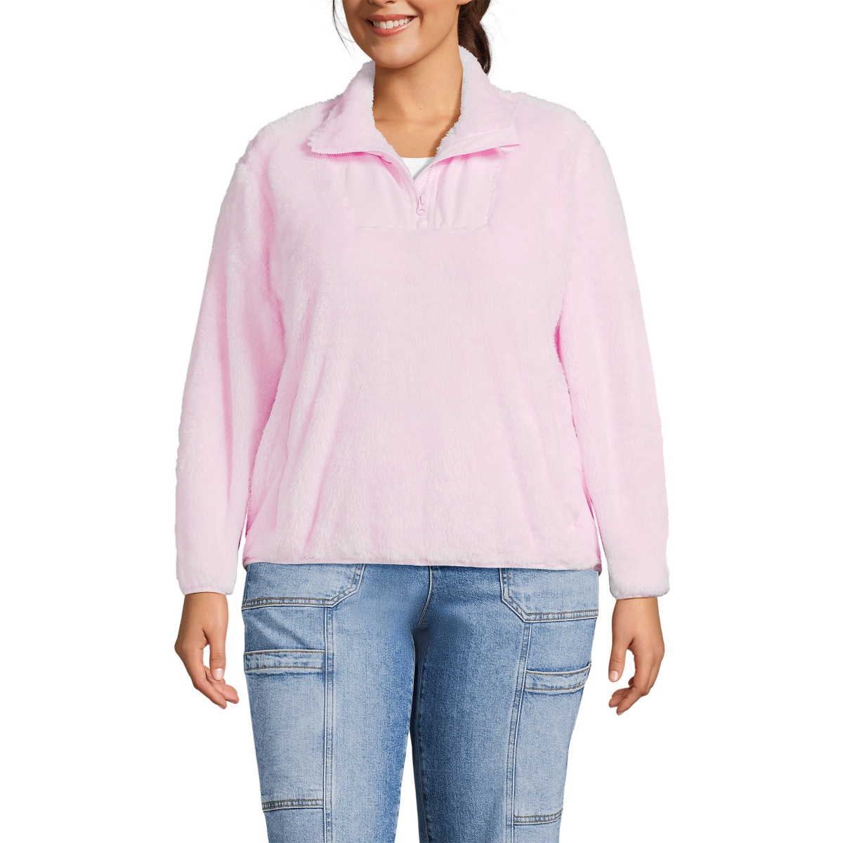 Click here for Lands End Plus Size Half Zip Cozy High Pile Fleece... prices