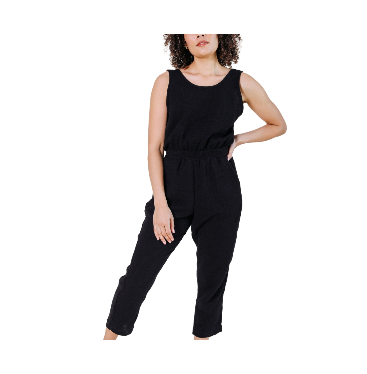 Click here for Poplinen Plus Size Jameela Cotton Jumpsuit - Black prices