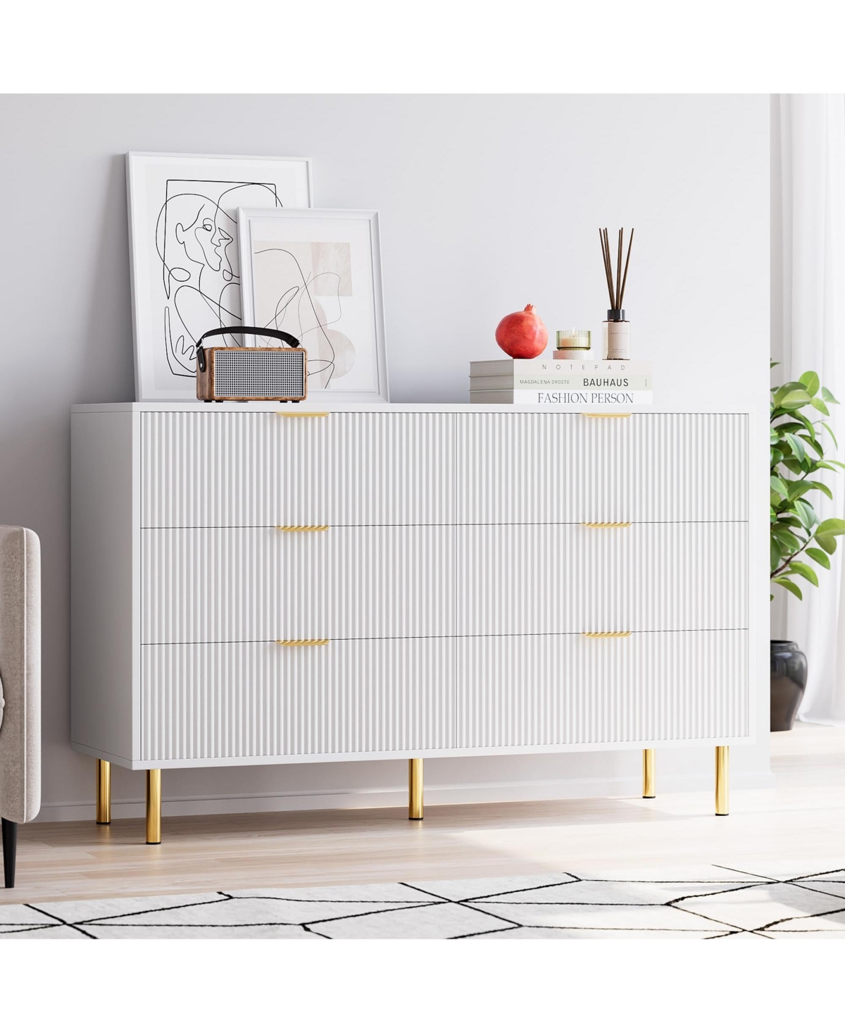 Click here for gaomon White 6 Drawer Dresser for Bedroom  56 ... prices