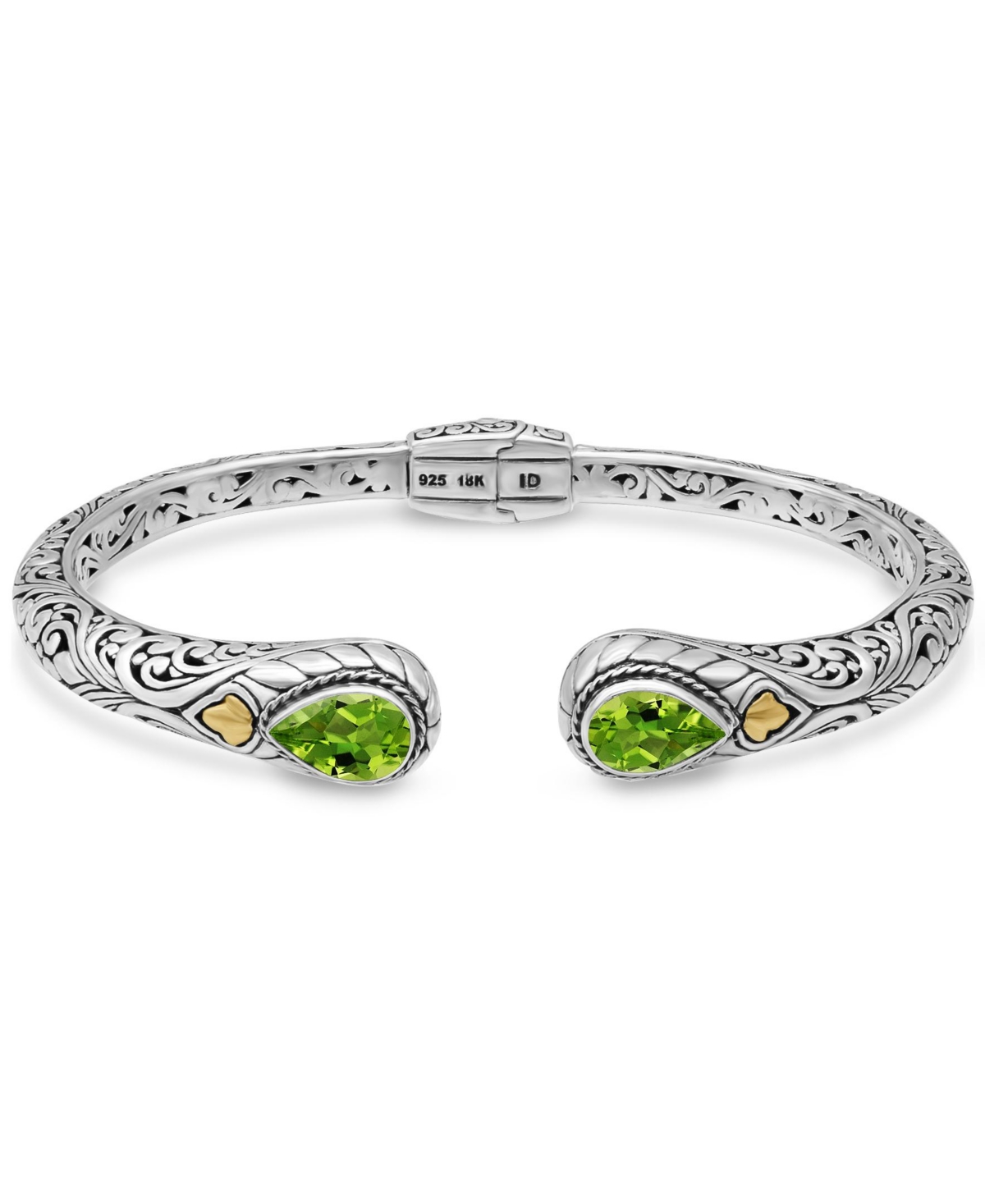 Click here for Devata Peridot & Bali Cuff Bracelet in Sterling Si... prices