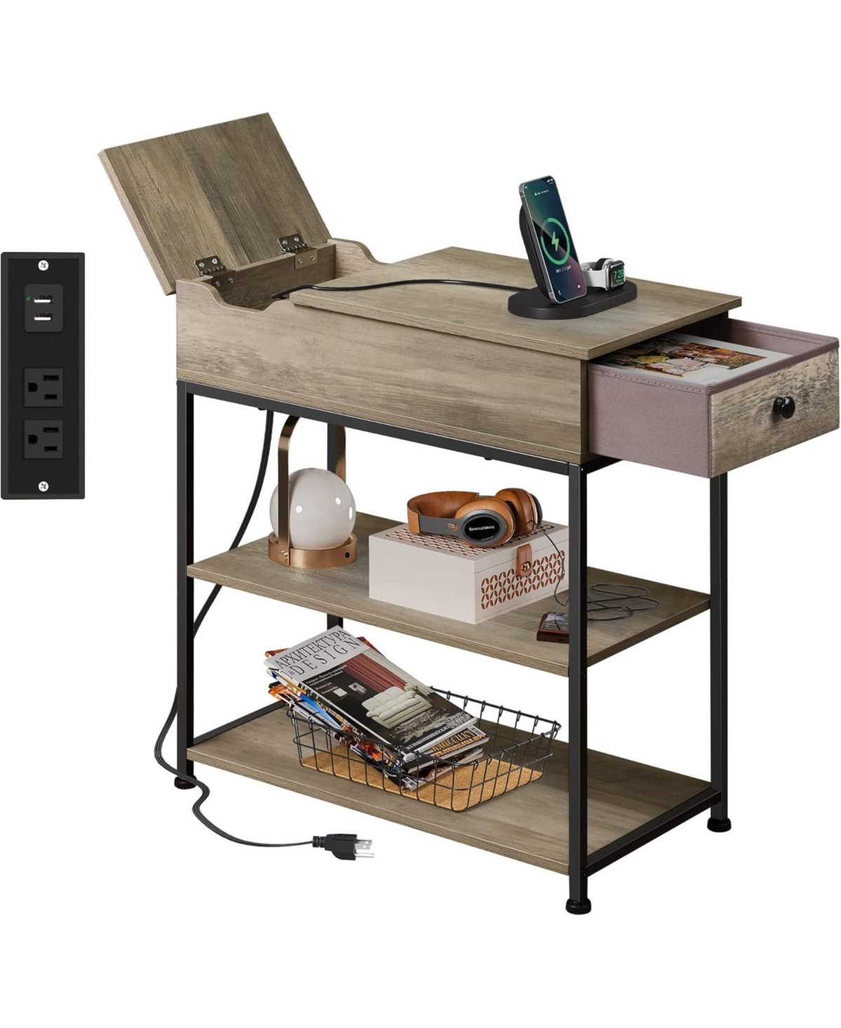 Click here for Wlive Narrow Side Table with 2 Usb Ports and 2 Out... prices