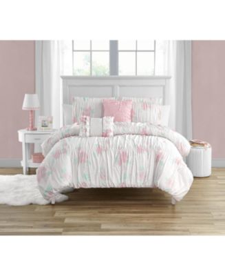 ALEX + BELLA Tabitha Smocked Pink Microfiber 5-Piece Comforter Set - Macy's