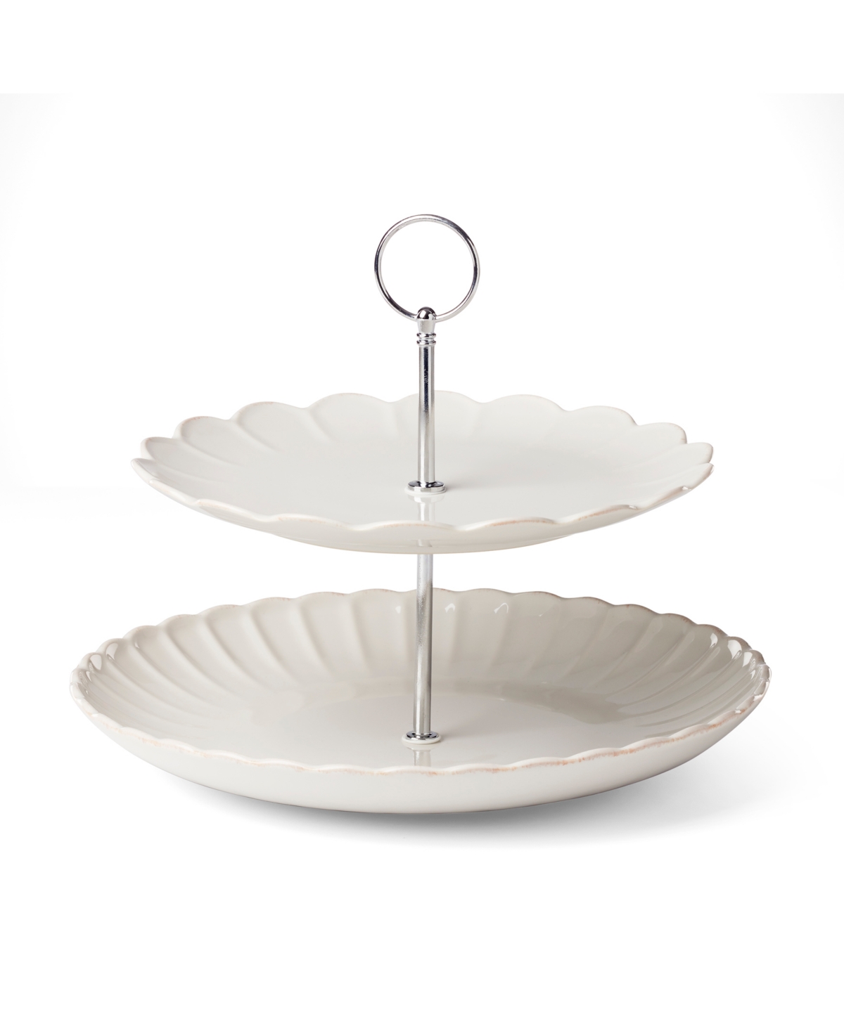 Click here for Lenox French Perle Scallop 2-Tiered Server - White prices