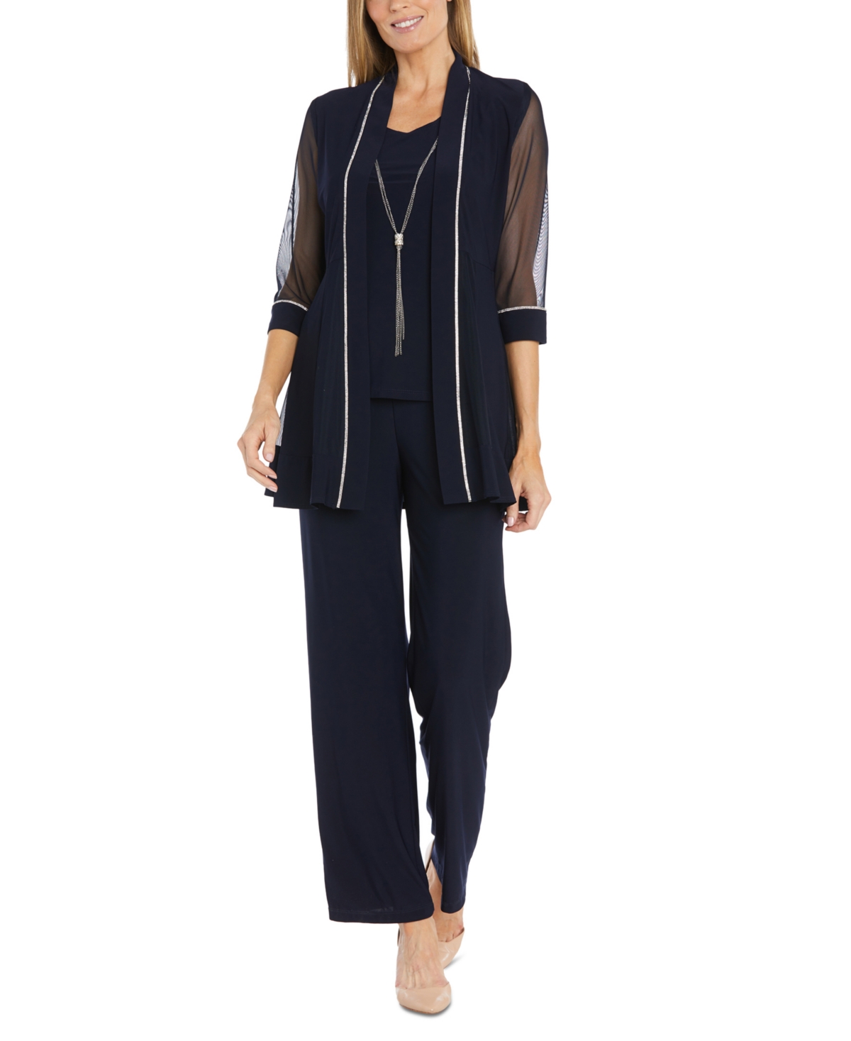 Click here for R & M Richards Womens Layered-Look Top & Pants - N... prices