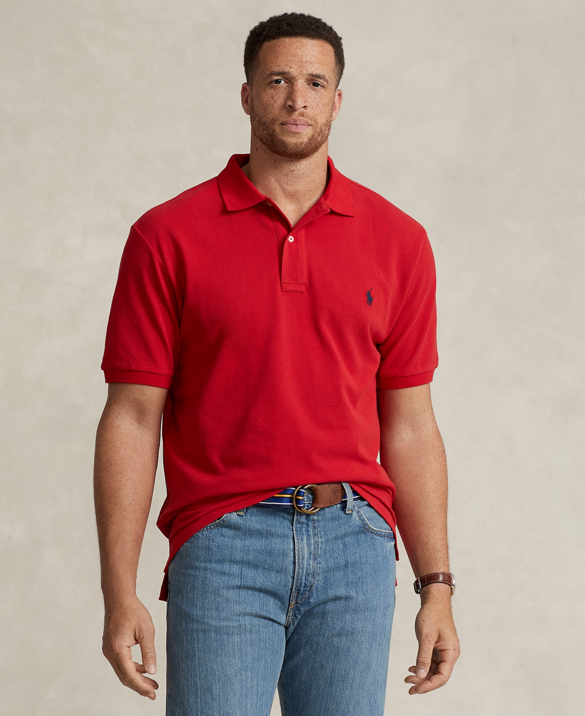 Polo Ralph Lauren Mens Big & Tall The Iconic Mesh Polo Shirt - Rl2000 Red