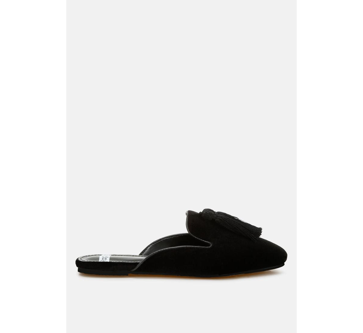 Click here for Cardinal Tassel Detail Velvet Mules - Black prices