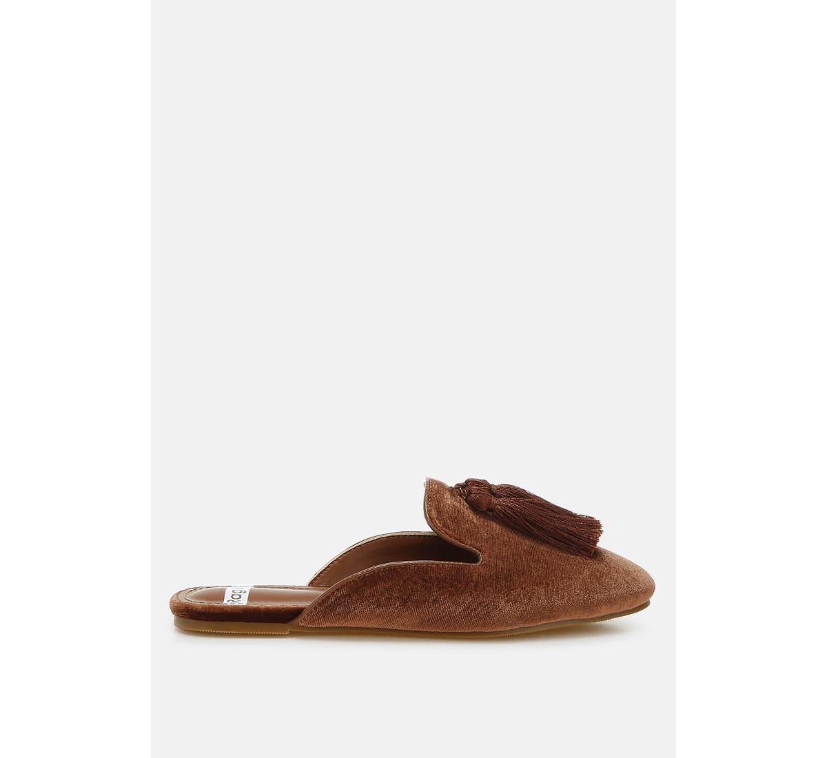 Click here for Cardinal Tassel Detail Velvet Mules - Brown prices