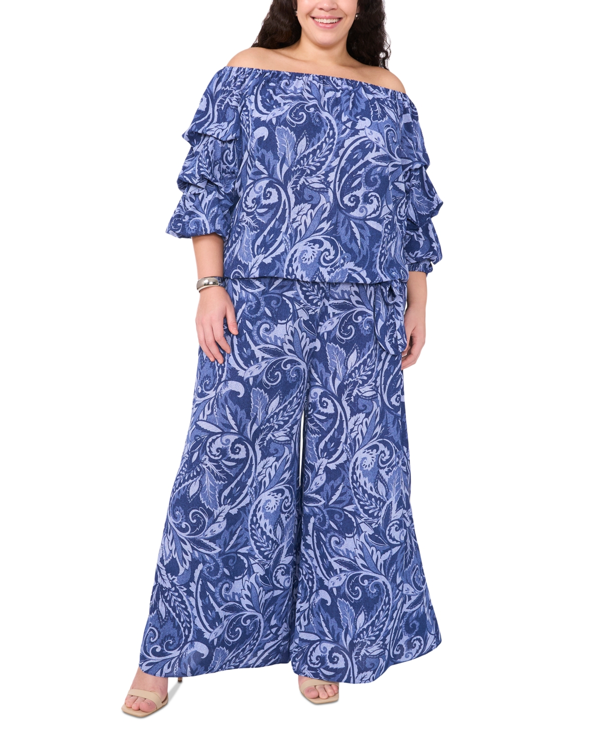 Click here for Vince Camuto Plus Size Paisley-Print Wide-Leg Draw... prices
