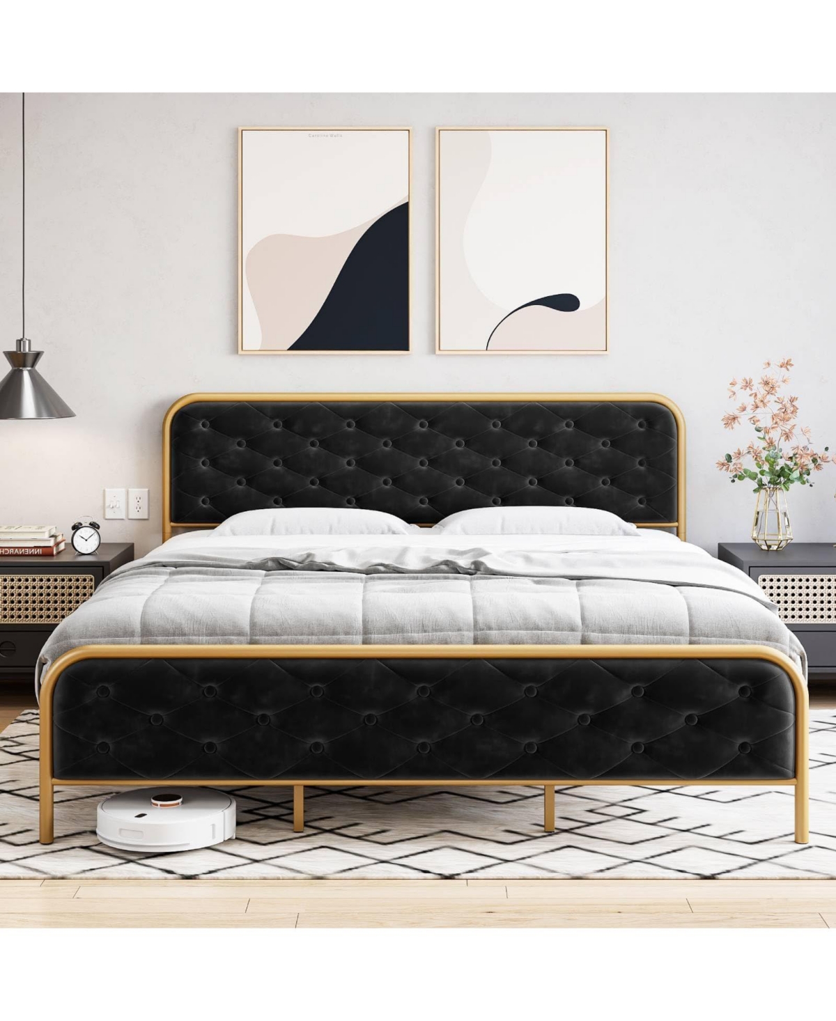 Click here for gaomon Upholstered King Size Bed Frame  Velvet Uph... prices