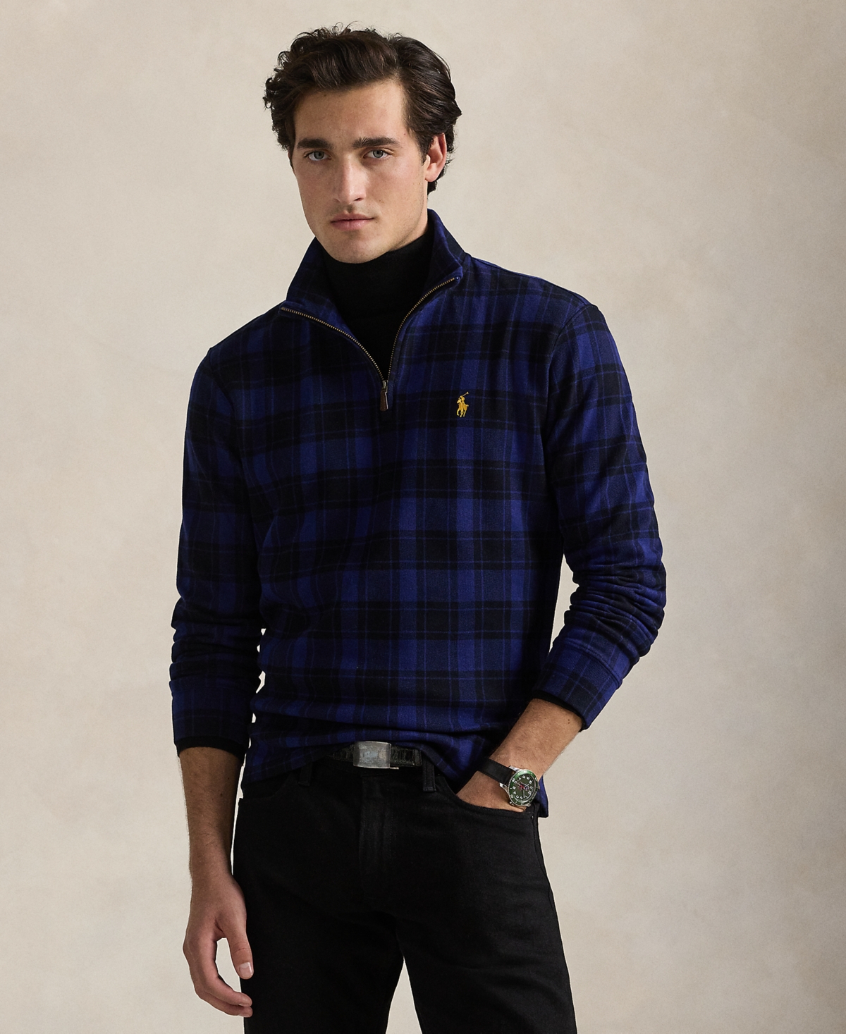 Click here for Polo Ralph Lauren Mens Estate-Rib Cotton Quarter-Z... prices