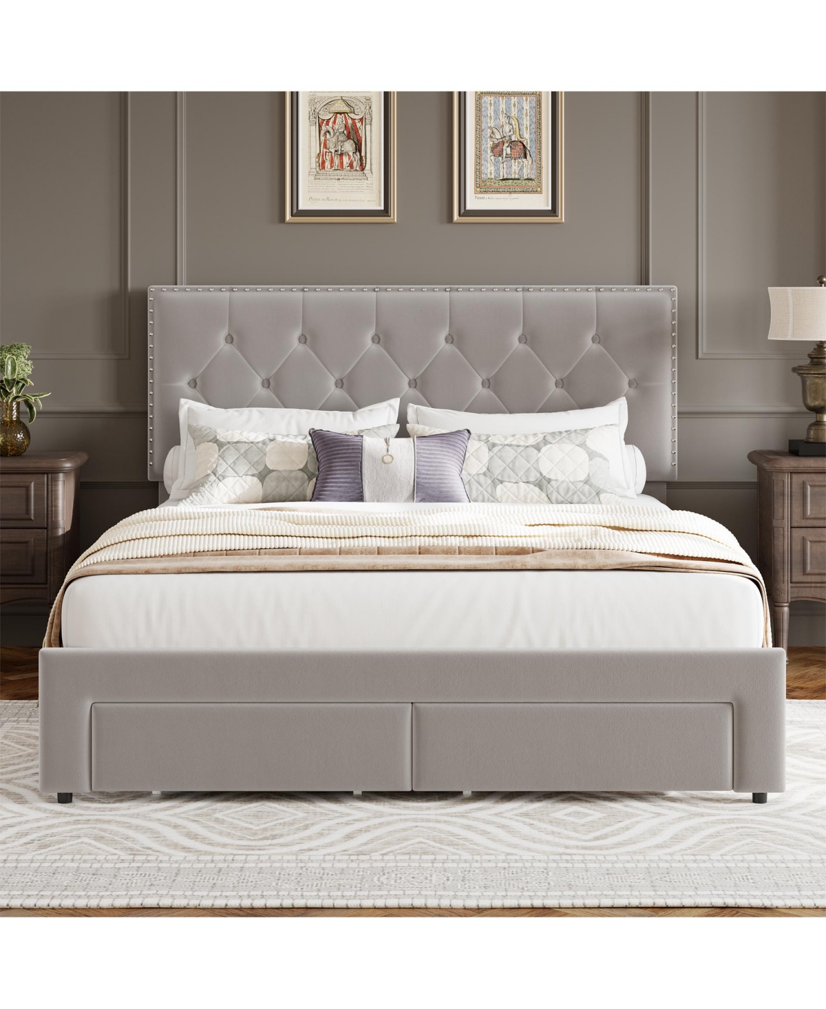 Click here for gaomon Full Size Bed Frame  Velvet Upholstered Bed... prices