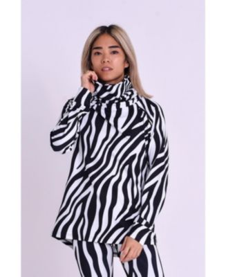 OOSC Women's High Neck Baselayer Top - Hotel California Zebra Print ...