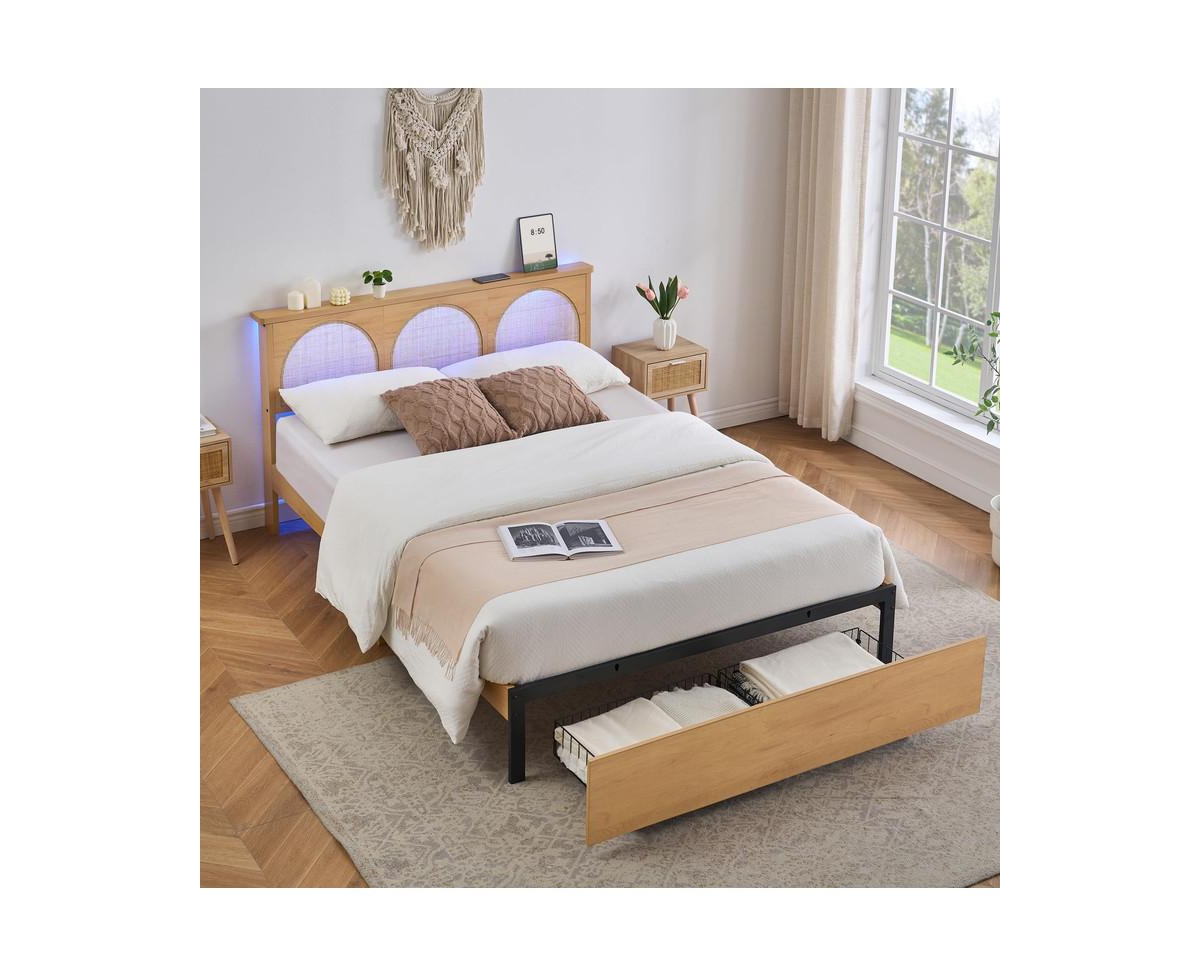 Click here for gaomon Rattan Bed Frame Queen with Natural Rattan... prices