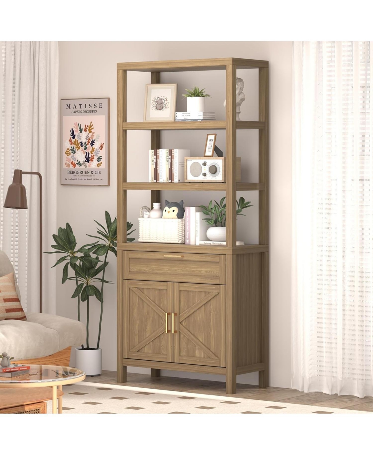 Click here for gaomon 71 Bookshelf and Bookcase with Doors  5 Tie... prices