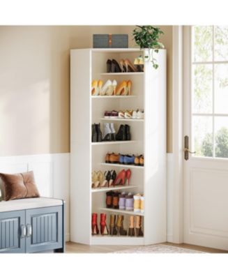 Tribesigns 8-Tier Corner Shoe Storage Cabinet, Large Wooden Shoe ...