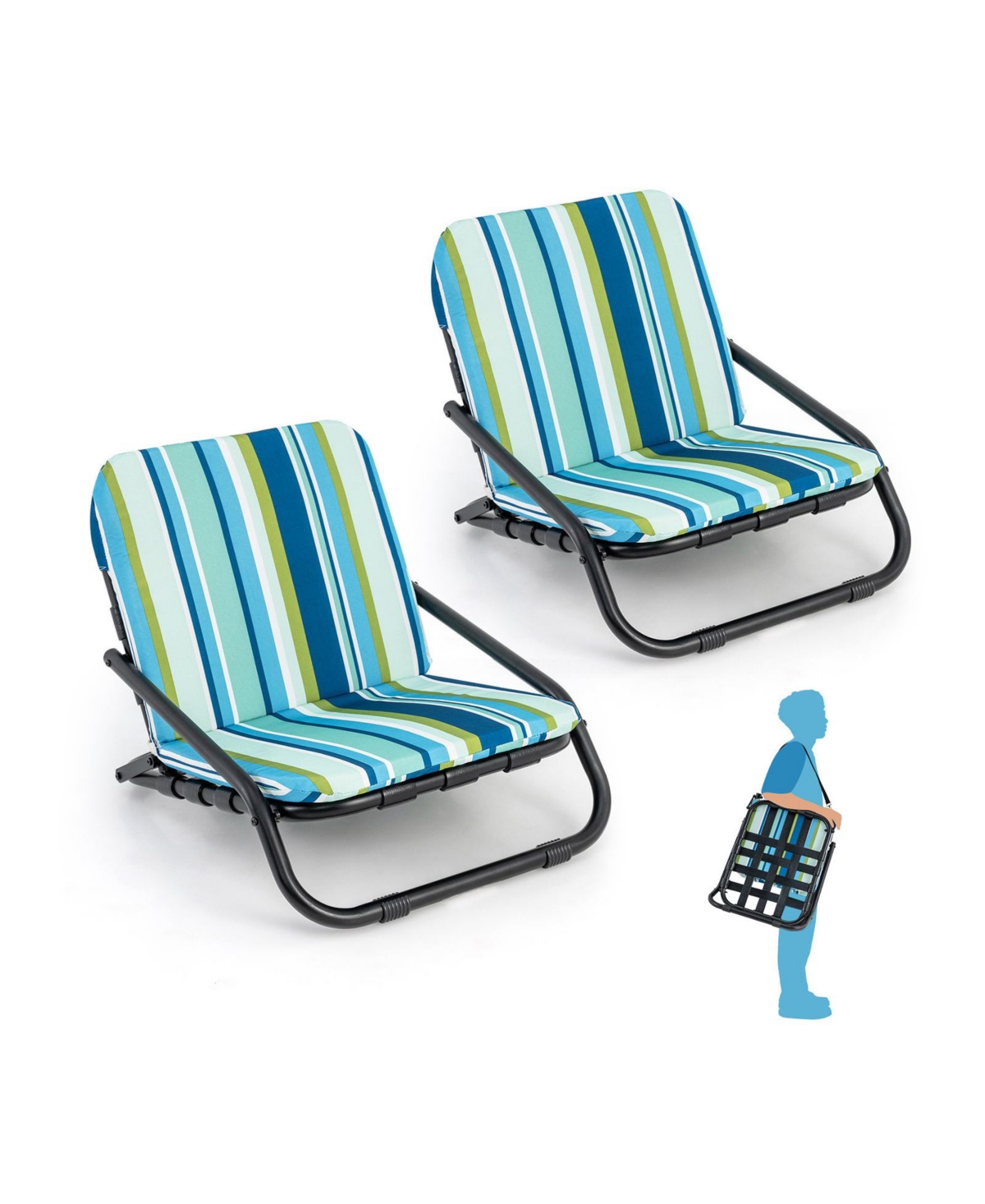 Click here for Gouun 2 Pack Low Folding Beach Chairs for Adults w... prices