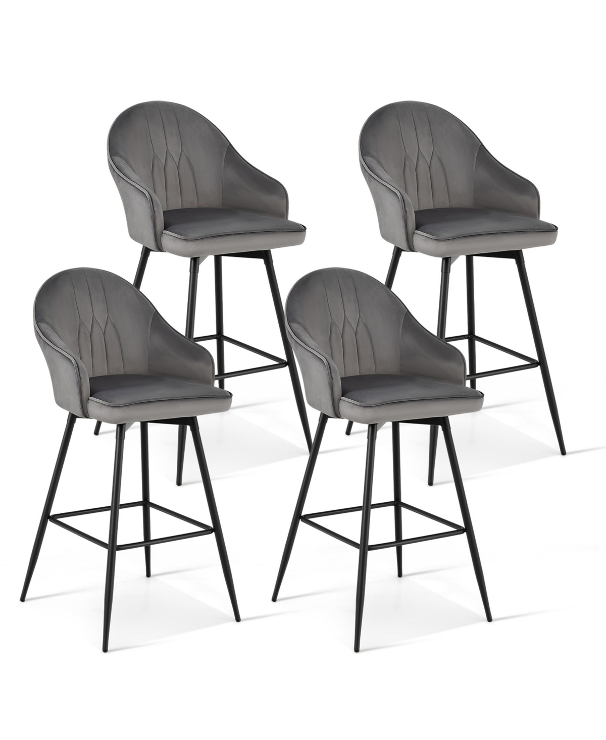 Click here for Gymax Set of 4 Velvet Bar Stools Swivel Pub Height... prices